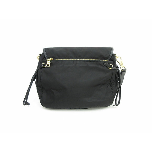 Prada | Bags | Prada Nylon Leather Shoulder Bag Black Long | Poshmark